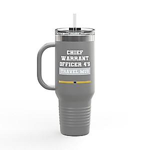 Chief Warrant Officer 4's Travel Mug: Insulated Stainless Steel Tumbler with Handle and Straw, Military Gift (40oz)