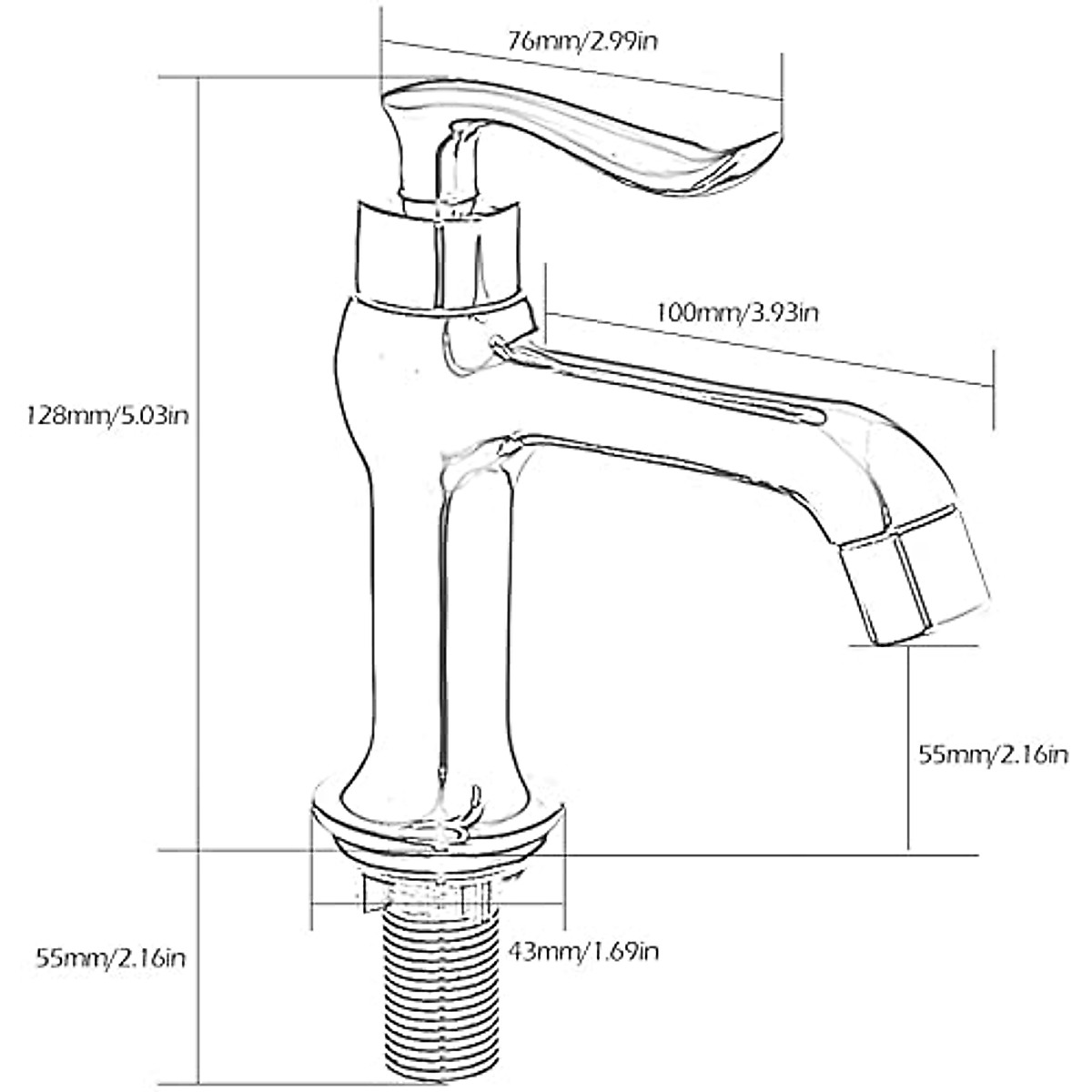 Bathtub Basin Pillar Taps Pair Plating Single Cold and Hot