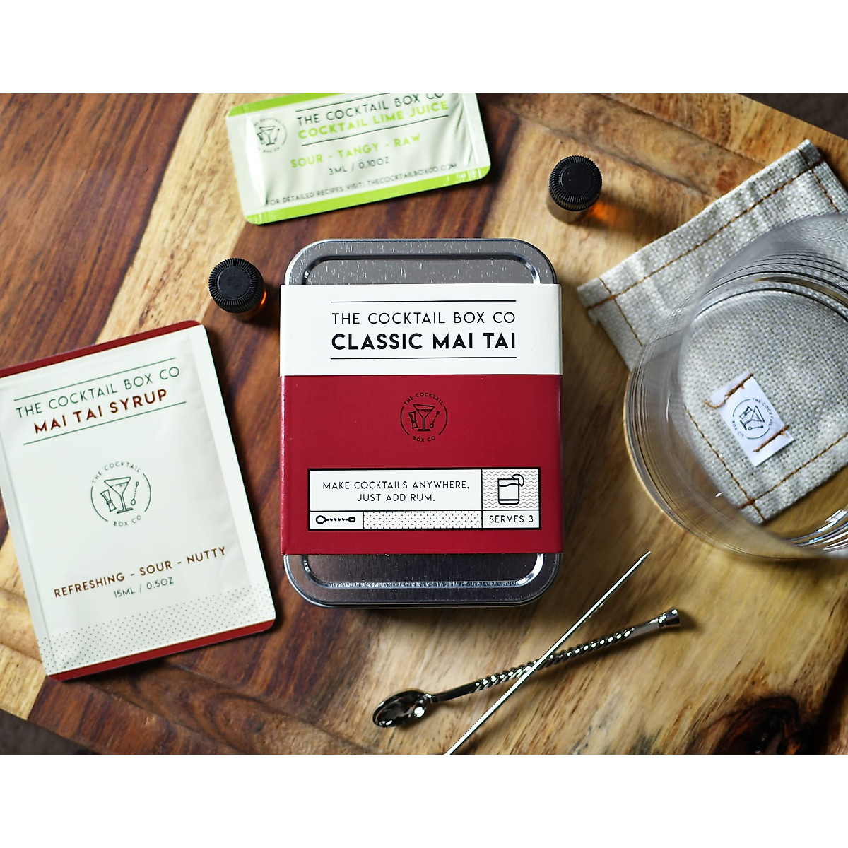 Cocktail Making Kit【6 Piece Gift Set】Old Fashioned Kit, Margarita, Mai Tai, Gin and Tonic, Moscow Mule, Champagne Cocktail Mixology Kit with Bitters for Cocktails | Travel Cocktail Kit, Mixology Gifts