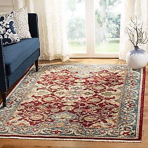 SAFAVIEH Kashan Collection Area Rug - 8' x 10', Red & Blue, Traditional Oriental Design, Non-Shedding & Easy Care, Ideal for High Traffic Areas in Living Room, Bedroom (KSN307Q)
