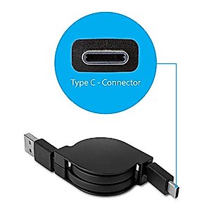 BoxWave Cable Compatible with ID Scan IDWare Falcon ID & Passport Scanner - miniSync - USB-A to USB Type-C, Retractable Cable - USB-A to USB Type-C