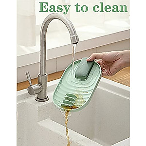 Keboygym Multifunctional Spoon Rest,2pcs Lid and Spoon Rest Spoon Rest Pan Pot Cover Kitchen Utensil Rest with Drip Pad Foldable Pot Lid Spoon Holder (blue+green)