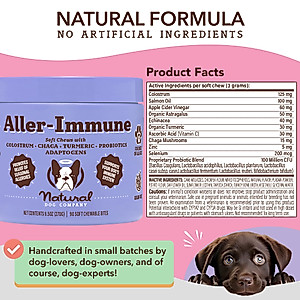 Natural Dog Company Aller-Immune Chews (90 Pieces), Turkey Flavor, Canine-Specific Probiotics, Allergy Immune Supplement for Dogs, Boosts Immune System, Antioxidant, Itch Relief for Dogs