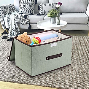 maxgoods Foldable Storage Bins with Lids and Handles, 4 Packs Cube Clothes Storage Bags Organizer Boxes for Closet Shelves Home Foldable Cloth Storage (Light Green, Small)