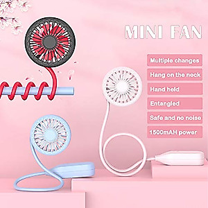 LYHMGZ Mini Handheld Portable Baby Stroller Fan Flexible Stand Fix on Student Bed Bike Crib Car Seat ,3 Speeds USB or Battery Powered Fan,personal fans small quiet (Pink)