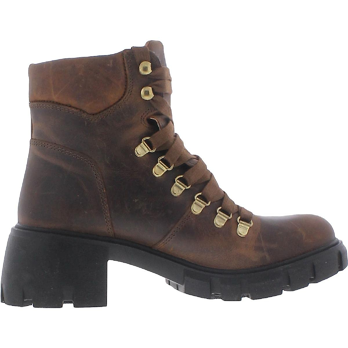 Steve Madden Women's Hint Hiking Boot, Cognac Leather, 7.5