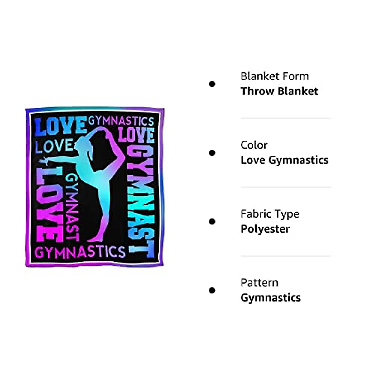 Love Gymnastics Blanket Fleece Throw Home Decor Soft Cozy Blanket Bed Couch Sofa for Women Men Teens 50"X40"