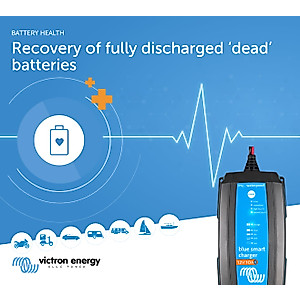 Victron Energy Blue Smart IP65 Smart Car Battery Charger 12V 10A, Float & Trickle Charger and Desulfator for Motorcycle, ATV, RV, Lithium and Deep Cycle Batteries