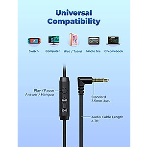 iClever HS14 Kids Headphones, Headphones for Kids with 94dB Volume Limited for Boys Girls, Adjustable Headband, Foldable, Child Headphones on Ear for Study Tablet Airplane School, Black, Blue