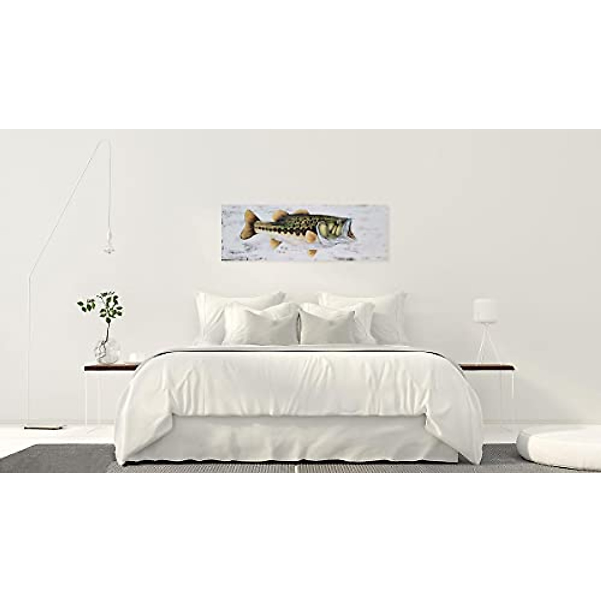 YHSKY ARTS Coastal Canvas Wall Art with Textured - Large Mouth Fish Paintings, Modern Abstract Marine Life Pictures for Living Room Bedroom Bathroom Decor