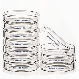 Labasics 10pk Glass Petri Dishes, 100x20 mm Autoclavable Borosilicate Glass Cell Culture Dishes Petri Dishes with Clear Lid for Laboratory