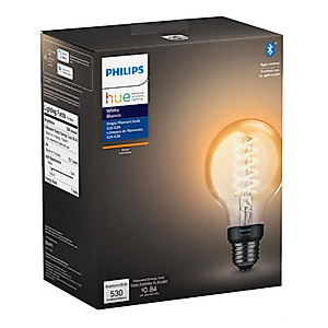 Philips Hue White Filament Globe G25 LED Smart Vintage Bulb, Bluetooth & Hub Compatible (Hue Hub Optional), Voice Activated with Alexa