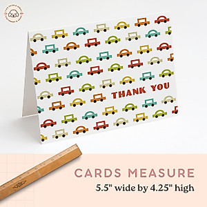 Two Poodle Press Boy Thank You Cards, Retro Car Thank You Notes with Envelopes - For Birthdays, Baby Showers, Graduation, Kids Stationery, Baptism Thank You, Teacher Appreciation - Liam