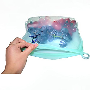 Gaia's Eco Kitchen Multipurpose Reusable Food Storage Bags - Silicone Pouches - Leakproof, Sustainable - Fresh & Frozen Meals, Snacks, On-The-Go - Freezer, Oven, Microwave, Dishwasher Safe - 3 Pack (16 oz, 30 oz, & 50 oz)