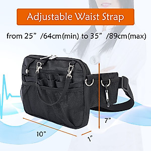 Oisinlas Nurse Fanny Pack with Multi-Compartment Medical Waist Bag with Tape and Stethoscope Holder Utility Storage for Medical Supplies for Student and Nurses (Black)