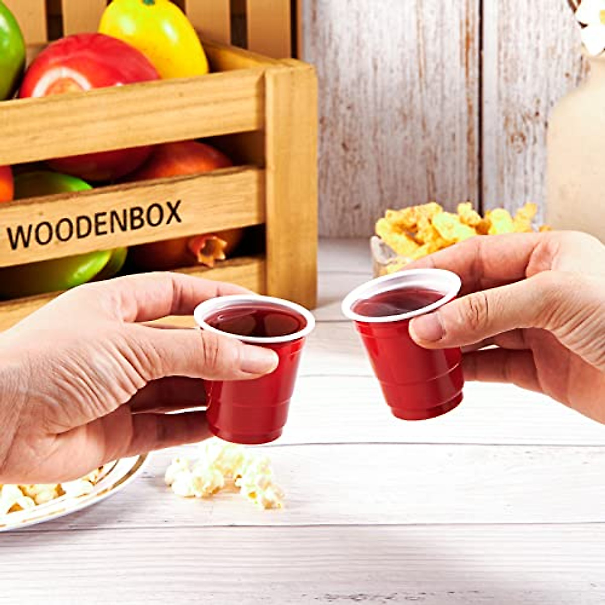 Lilymicky 1080 PACK 2 oz Plastic Shot Glasses, Red Disposable Plastic Cups, Mini Red Shot Cups, 2 oz Party Cups for Jello Shots and Tasting