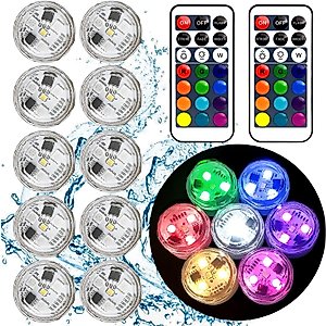 Small Submersible Led Lights with Remote,Mini LED Light,Waterproof Tea Light,Underwater Lights,Flameless Candles,Suitable for Vases, Fish Tanks, Hot Tubs, Parties,Wedding,Halloween Decorations
