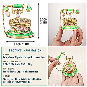 YU FENG Pineapple and Telephone Figurine Trinket Box Hinged Collectible