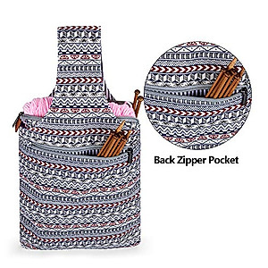 Teamoy Knitting Bag, Portable Yarn Tote Project Bag for Knitting Needles, Yarn and Crochet Supplies, Perfect Size for Knitting on The Go, Bohemian
