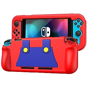 KENOBEE Silicone Case Compatible with Nintendo Switch 2017, Soft Lightweight Ergonomic Grip Protective Cover with Shock-Absorption and Anti-Scratch Design for Switch Console, Red