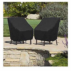 J&C Patio Chair Cover Waterproof Outdoor Chair Covers 2 Pcs Black Furniture Cover for Chairs All Season Protection Patio Chair Covers for Gardern Furniture Sets