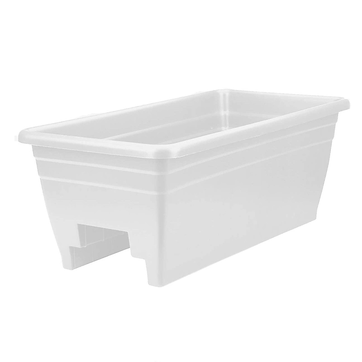 The HC Companies 24 Inch Deck Railing Planter Box - Decorative Lightweight Weatherproof Plastic Plant Pot for Outdoor Balcony, Porch, Garden, Fence, White