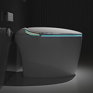 Wekuku Unique Smart Toilet With Bidet Built In, Intelligent One Piece Toilet For Modern Bathroom, Auto Open/Close Seat, Foot Sensor, Led Display, Night Light, Warm Water & Dryer, White (1 Seat)