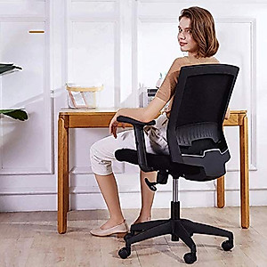 WYKDD Furniture Mid-Back Black Mesh Executive Swivel Ergonomic Office Chair with Back Angle Adjustment (Color : Black)