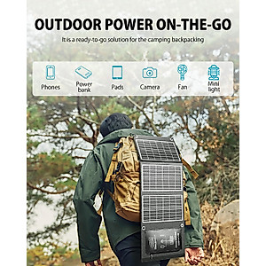 ELECAENTA 22W Solar Charger with 2 USB Ports, 24% High Efficiency, IP54 Waterproof, Foldable & Portable ETFE Solar Panel Charger for iPhone, iPad, Samsung, LG and Outdoor Camping Backpacking