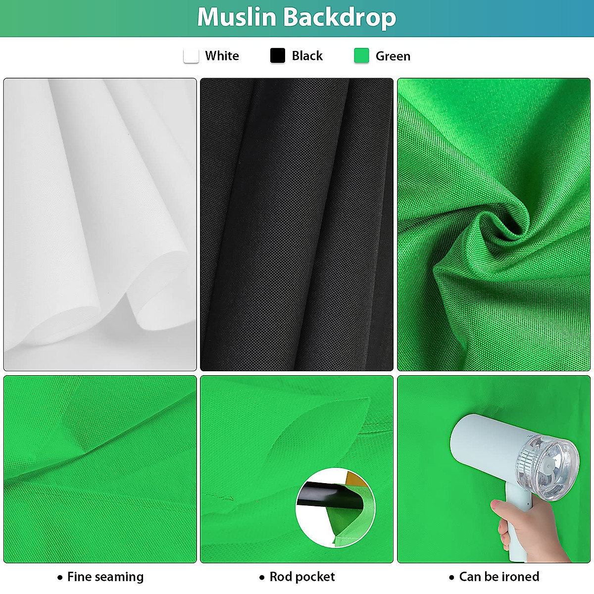 HPUSN 8.5 x 10 ft Background Support System, Photo Video Studio Light Kit 5400K Umbrellas Softbox Continuous Lighting Kit for Photo Studio Product, Portrait and Video Shoot Photography