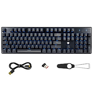 Hexgears G5 2.4G Wireless Mechanical Keyboard 104 Key, Wireless and Type-C Wired Connection, Full-Size, Blue Backlit, Windows and Mac OS Compatible Black Keyboard Kailh Box White Switches