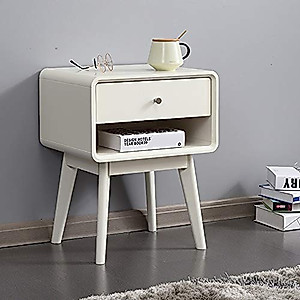 SJYDQ Nordic All Solid Wood Bedroom Bedside Table Home Log Bed Simple Storage Cabinet Walnut Color (Color : Black)