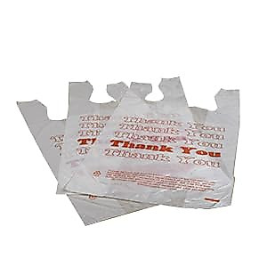 SSWBasics White Thank You Bags Case of 1000-11 ½” x 6" x 21" - Thickness .48mil HDPE- Standard Supermarket Size, Perfect for Grocery, Retail, Convenience Stores, Take-Out and Home Use