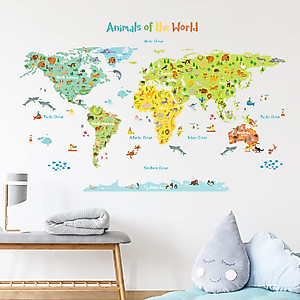 DECOWALL DL-1815 Animals of The World Kids Wall Stickers Wall Decals Peel and Stick Removable Wall Stickers for Kids Nursery Bedroom Living Room