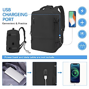 Travel Backpack for Women Men, Airline Approved Carry On Luggage Backpacks for Travel, Waterproof Laptop Backpack School Backpack Casual Daypack Hiking Backpack with USB Charging Port Shoe Compartment