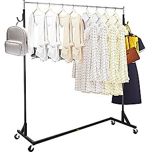 VEVOR Z Rack, 300 lbs Industrial Grade Z Base Garment Rack, 24" x 63" x 63" Height Adjustable Clothes Rack, Sturdy Steel Heavy Duty Clothing Rack w/ Lockable Casters for Home Garment Store Black