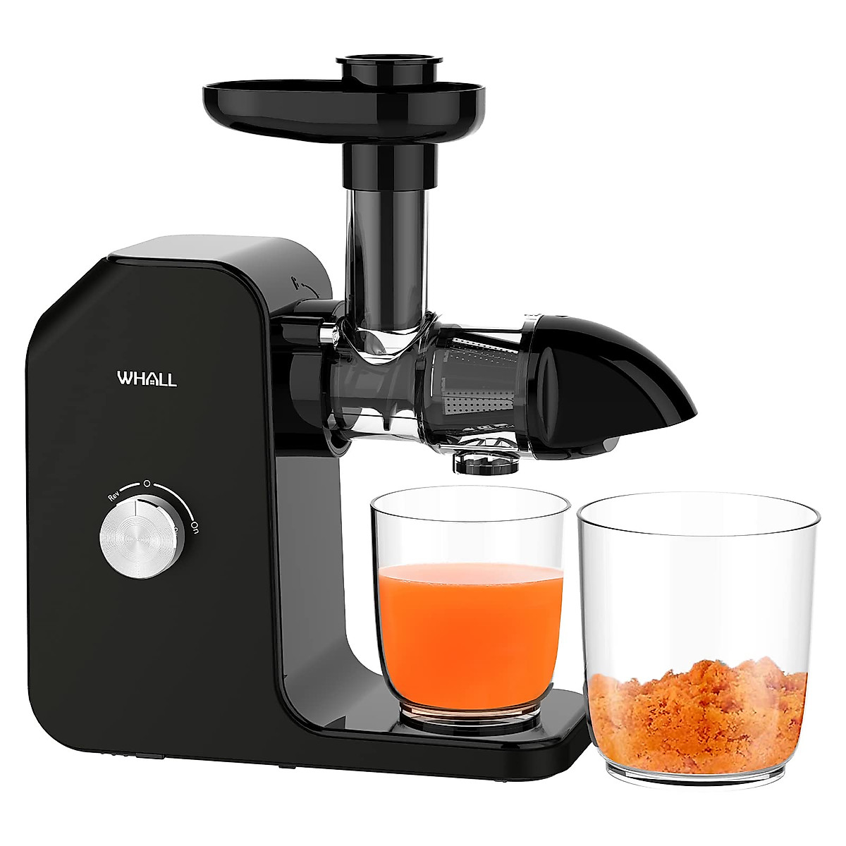 whall Slow Juicer, Masticating Juicer, Celery Juicer Machines, Cold Press Juicer Machines Vegetable and Fruit, Juicers with Quiet Motor & Reverse Function, Easy to Clean with Brush,BPA Free,Black