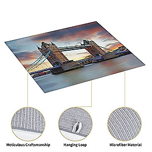 Historic Old Tower Bridge London Printed Drying Mat For Kitchen Ultra Absorbent Microfiber Dishes Drainer Mats Non-Slip Silicone Quick Dry Pad - 18 X 16inch