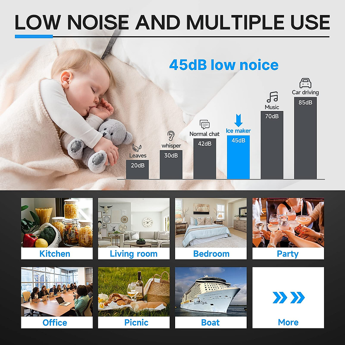 ICEPURE Nugget Ice Maker Countertop, Compact Ice Machine Portable, Make 44Lbs/24H, Self-Cleaning, Small Tabletop Icemakers, Crushed Soft&Chewable/Chewy Ice for Home/Kitchen/Office (Stainless Steel)