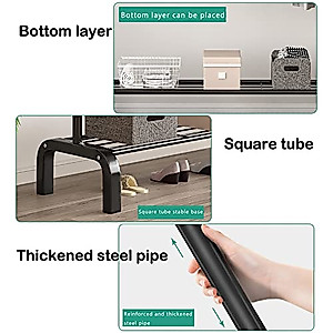 ZBYL Garment Rack Wardrobe Clothes Rack, Metal Freestanding Clothing Rack Closet Organizer for Hanging Clothes, Portable Storage Shelves Standard Rod with Bottom Rack, 115×150cm