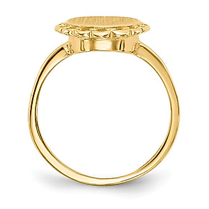 Solid 14k Yellow Gold 11.5x9mm Open Back Engravable Monogram Signet Ring Band Size 5