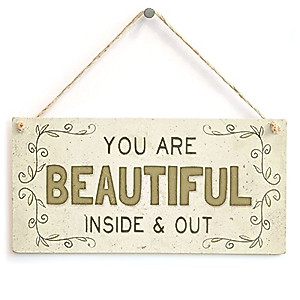 Meijiafei You are Beautiful Inside & Out - Beautiful Motivational Home Accessory Gift Sign 10"x5"