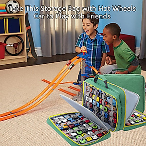 KISLANE 96 Toy Cars Storage Case Compatible with Toy Cars, Toy Cars Organizer Storage for Mini Toys, Toy Cars Car, Matchbox Cars, Small Dolls(Bag Only) (Green)