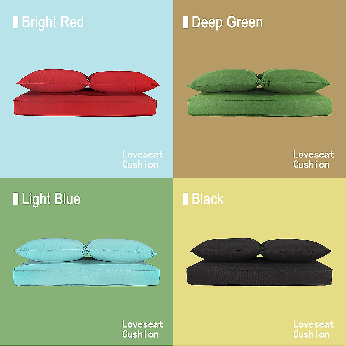 BOSSIMA Patio Furniture Cushions Comfort Deep Seat Glider Loveseat Cushion Indoor Outdoor Seating Cushions Deep Green