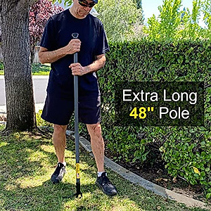 Rocklin™ Stand Up Weed Puller Tool - 4 Claw Steel Head - 48 inch Handle - 100% Metal - Easily Remove Weeds Without Bending or Kneeling