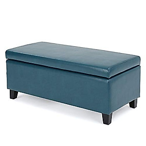 Christopher Knight Home Breanna Leather Storage Ottoman, Teal