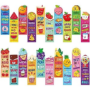 Scented Bookmarks Scratch and Sniff Bookmarks Fruit Food Theme Bookmarks for Kids Assorted Scented Bookmarks Cute Bookmarks for Students, Teens, Food Lovers, 20 Styles (60 Pcs)