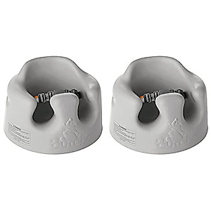 Bumbo Baby Infant Soft Foam Comfortable Floor Booster Seat Supportive Chair with 3 Point Adjustable Safety Buckle Strap Harness, Gray (2 Pack)