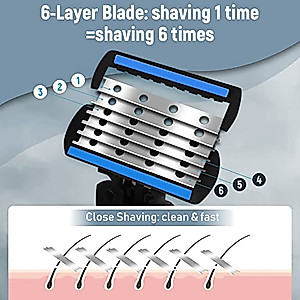 6-Layer Blade Women's Razor BEoffer 6 Pack Razor Blade Silky Smooth Shave for Women Body Arm Leg Hair Bikini Safety Razor Blades Close Shave with Minimal Irritation Disposable Razors Hair Remover
