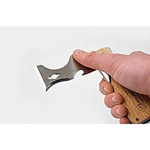 ROLLINGDOG Paint Scraper-Folding Painters Tool 9-in-1 Beech Wooden Handle Includes Paint Roller Cleaner, Nail Puller, Putty Knife Scraper, Hammer End